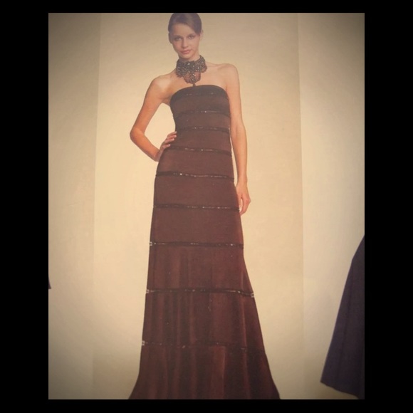 BCBG | Dresses | Prom Bcbg 48 Brown Gown Wtrain | Poshmark